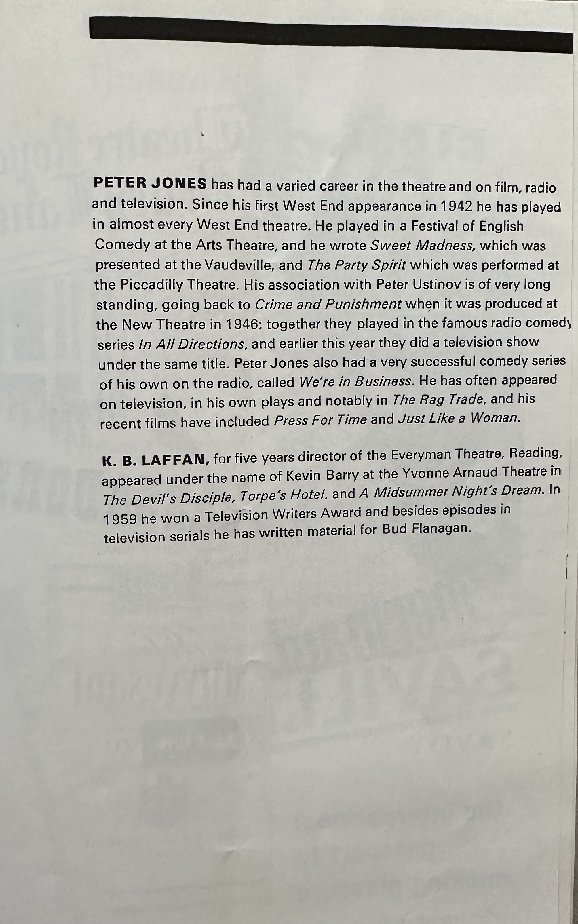 Gareth Thomas: First Professional Roles (Guildford and Liverpool, 1966 ...